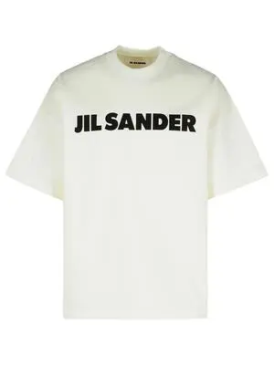 JIL SANDER Cotton T-shirt With Logo Print - Cream