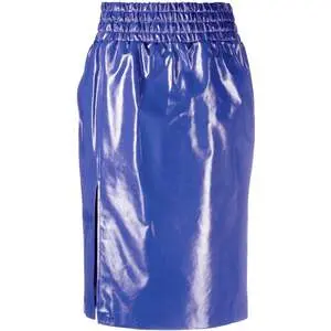 TOM FORD High-shine Calf Leather Pencil Skirt With Elasticated Waistband - Blue