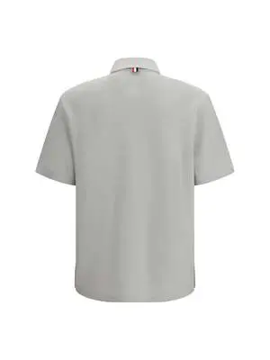 Thom Browne Short-sleeve Polo With Chest Pocket - Gray