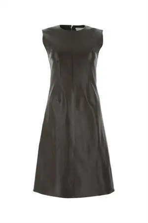 Bottega Veneta Dark Nappa Leather Dress - Brown
