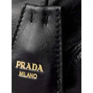 Prada Leather Tote Bag With Adjustable Shoulder Strap - Black
