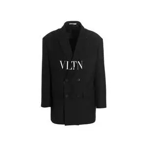 Valentino Garavani Double-breasted Blazer With Vlnt Logo - Black