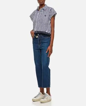 Sacai Sleeveless Striped Cotton Poplin Shirt