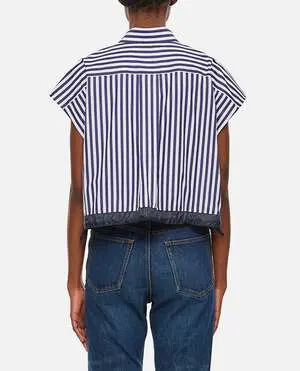 Sacai Sleeveless Striped Cotton Poplin Shirt