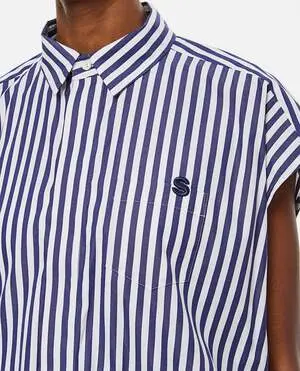 Sacai Sleeveless Striped Cotton Poplin Shirt