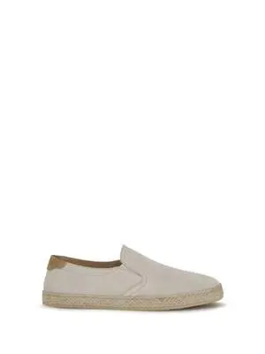 Brunello Cucinelli BRUNELLO CUCINELLI Suede Slip-On Sneakers With Raffia Sole Gray