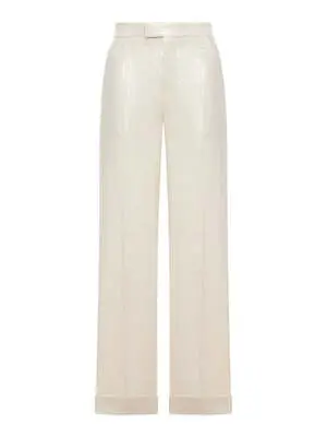 Brunello Cucinelli Tailored Wide-leg Linen Trousers - Multicolor