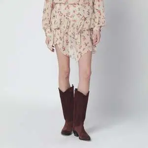 Isabel Marant Étoile Beige Floral Print Ruffled Mini Skirt - Cream