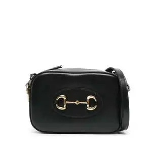 Gucci Calf Leather Horsebit Shoulder Bag - Black