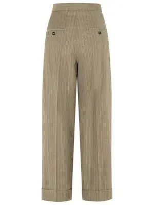 Max Mara Manet Virgin Wool Striped Trousers - Cream
