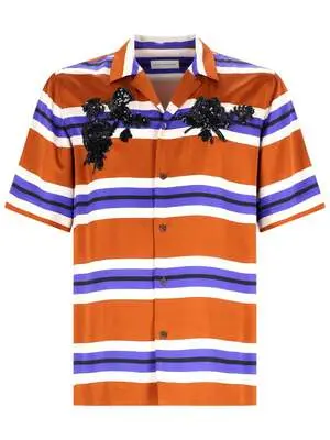 Dries Van Noten DRIES VAN NOTEN Striped Viscose Shirt With Embellished Detailing Multicolor