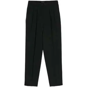 Giorgio Armani Tapered Silk Trousers With Glitter Detailing - Black
