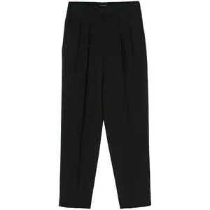 Giorgio Armani Tapered Silk Trousers With Glitter Detailing - Black