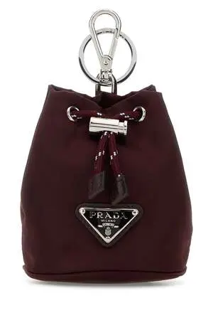 Prada Burgundy Fabric Key Ring - Red