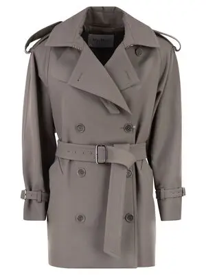 Max Mara Max Mara Short Cotton Trench Coat Gray