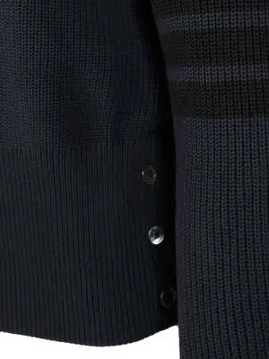 Thom Browne Cotton Sweater With Sleeve Stripes And Side Buttons