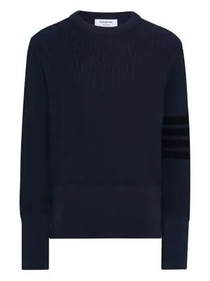 Thom Browne Cotton Sweater With Sleeve Stripes And Side Buttons