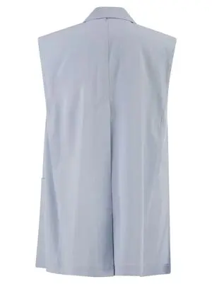Sportmax Tailored Sleeveless Vest In Viscose And Paper Blend - Blue