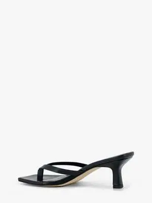 AeydĒ Wilma Leather Square Toe Thong Sandals - Black