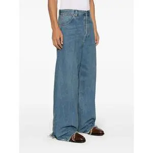 Gucci Indigo Cotton Washed Denim Wide-leg Jeans
