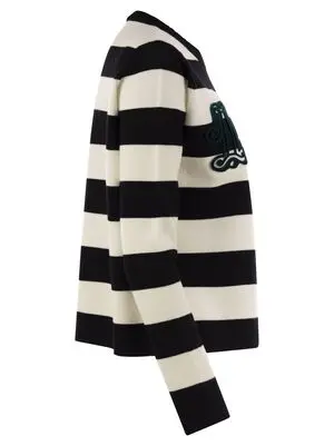 Max Mara Viterbo Striped Wool Sweater With Embroidered Detail - Multicolor