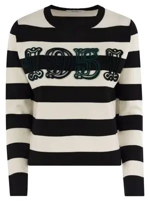 Max Mara Viterbo Striped Wool Sweater With Embroidered Detail - Multicolor
