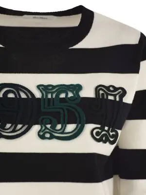 Max Mara Viterbo Striped Wool Sweater With Embroidered Detail - Multicolor