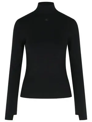 COURREGES Ribbed Turtleneck Sweater - Black