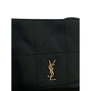 Saint Laurent Leather Cassandre Shoulder Bag - Black