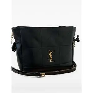 Saint Laurent Leather Cassandre Shoulder Bag - Black