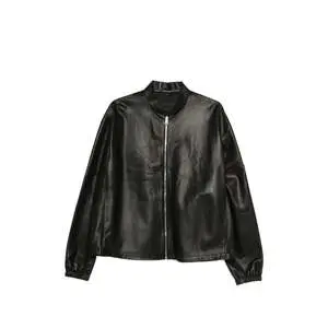 Fendi Leather Bomber Jacket - Black
