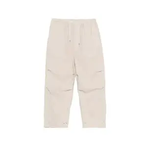 LEMAIRE Drawstring Waist Paneled Trousers With Buttoned Hem - Cream
