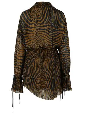 Blumarine Viscose Chiffon Zebra Print Dress