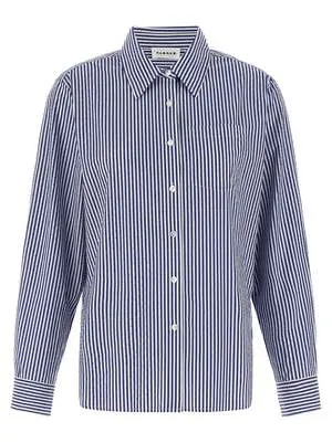 P.A.R.O.S.H P.A.R.O.S.H. Cashine Striped Cotton Poplin Shirt With Rhinestones