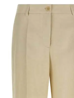 P.a.r.o.s.h Raisa26 Wide Leg Viscose Linen Trousers - Cream