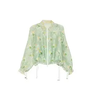 Fendi Floral Print Lace Zip-up Bomber Jacket - Green