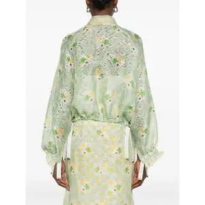 Fendi Floral Print Lace Zip-up Bomber Jacket - Green