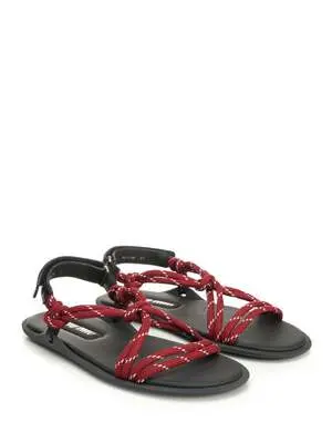 Miu Miu Riviere Rope And Leather Sandals - Red