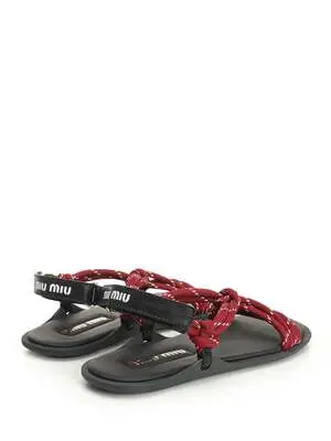 Miu Miu Riviere Rope And Leather Sandals - Red