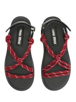 Miu Miu Riviere Rope And Leather Sandals - Red