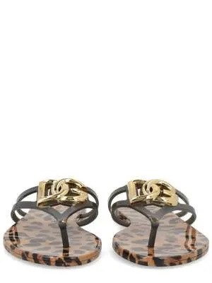 Dolce & Gabbana Slide Sandals With Logo Detail - Multicolor
