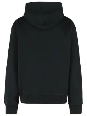 Balmain Cotton Hoodie With Printed Logo - Black