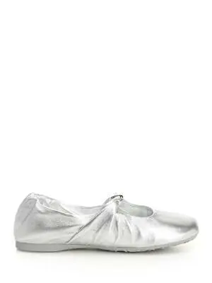 Loewe Pebble" Ballerina Flats In Lambskin With Anagram Detail - Silver
