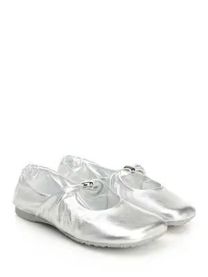 Loewe Pebble" Ballerina Flats In Lambskin With Anagram Detail - Silver
