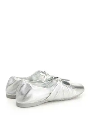 Loewe Pebble" Ballerina Flats In Lambskin With Anagram Detail - Silver