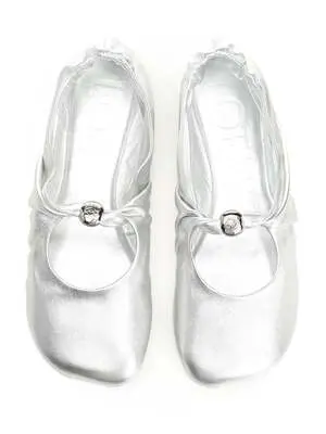 Loewe Pebble" Ballerina Flats In Lambskin With Anagram Detail - Silver