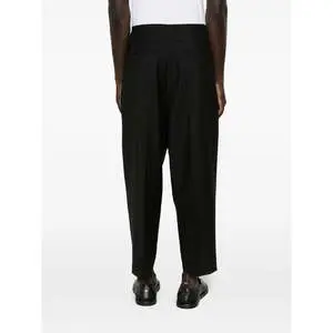 JIL SANDER Cropped Pleated Wool Blend Trousers