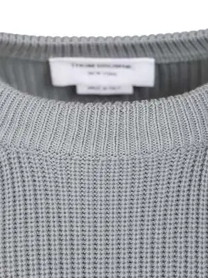 Thom Browne Cotton Sweater With Signature Stripes - Gray