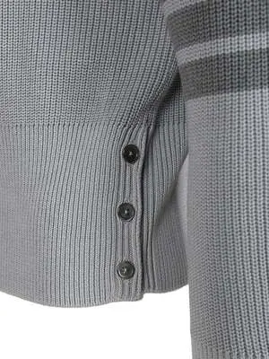 Thom Browne Cotton Sweater With Signature Stripes - Gray