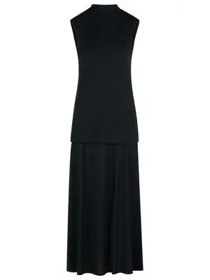 JIL SANDER Sleeveless High Neck Dress With Flowy Skirt - Black
